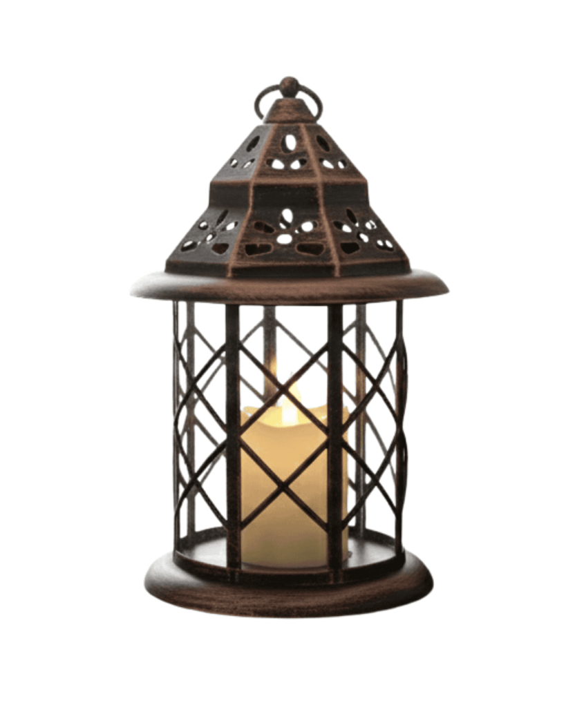 Patterned Lantern with Electric Candle - Miguel Moses